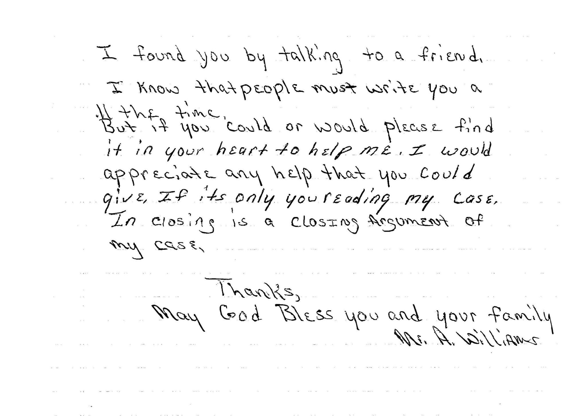 Archie Williams' Heartbreaking Letter to Barry Scheck: "It’s like no ...